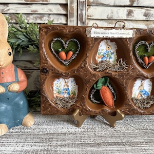 Rustic Grunge Primitive Peter Rabbit Easter Decor/muffin Tin Assemblage ...