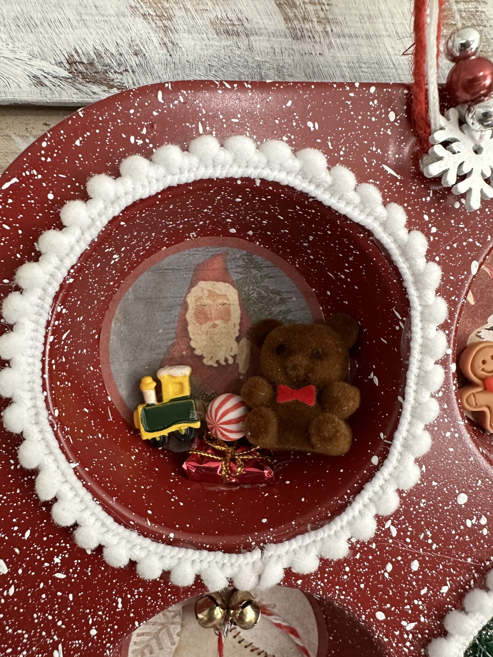 Primitive Merry Christmas Vignette Assemblage Upcycled Muffin Tin Snow ...