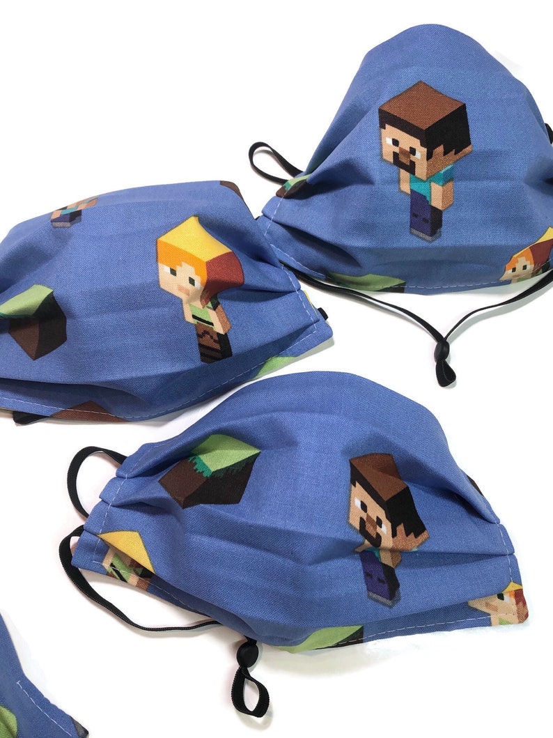 KIDS Adjustable Minecraft Face Mask 3 ply Childs Masks | Etsy