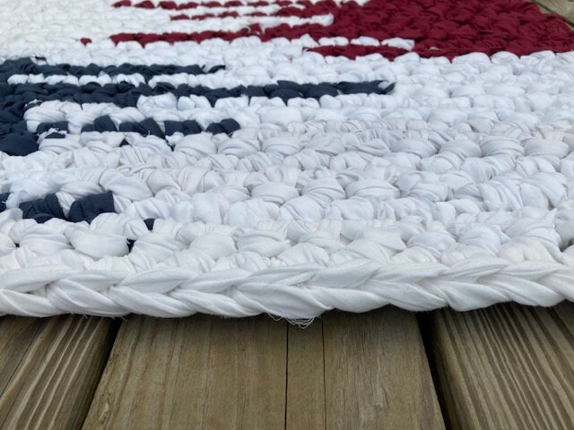 Rag Rug Hand Crochet American Flag Housewarming Gift Home Decor - Etsy