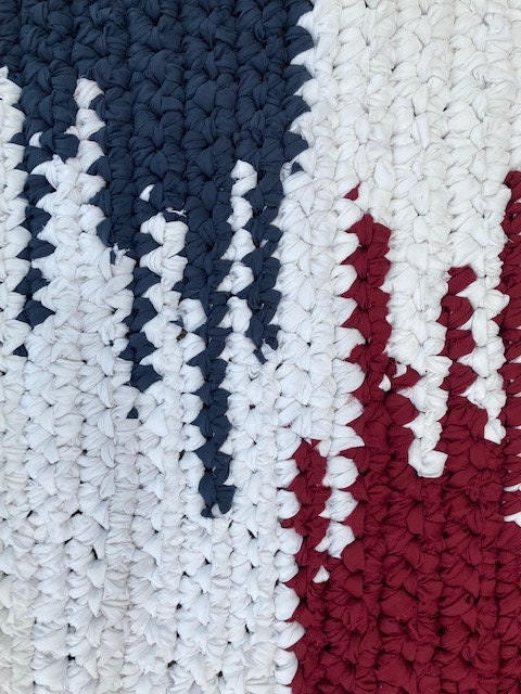 Rag Rug Hand Crochet American Flag Housewarming Gift Home Decor - Etsy