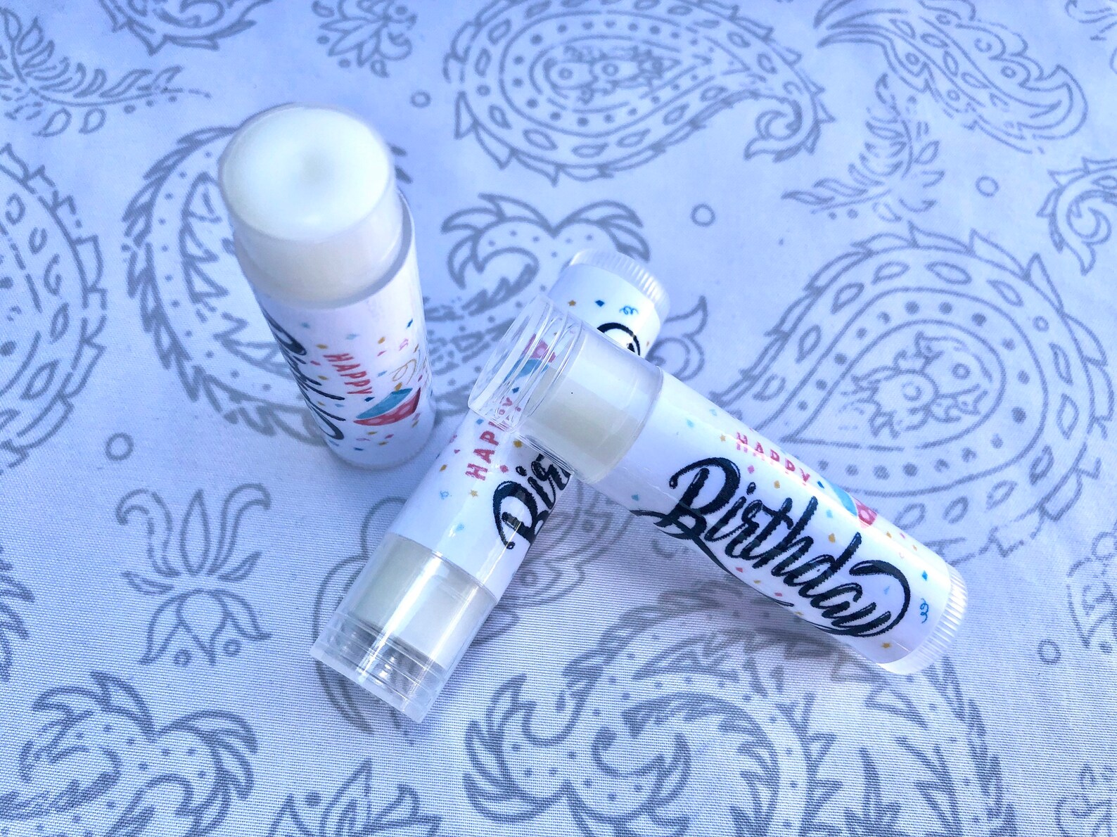 Happy Birthday Party Favor Custom Lip Balms Feliz Cumpleanos Birthday ...