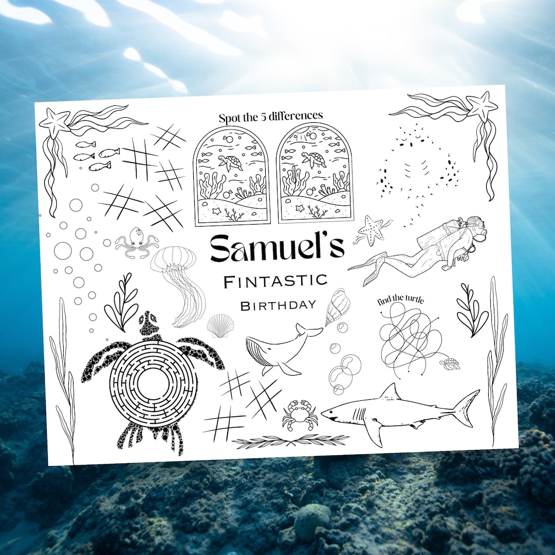 Under the Sea Birthday Activity Placemat | Printable Kids and Adult ...