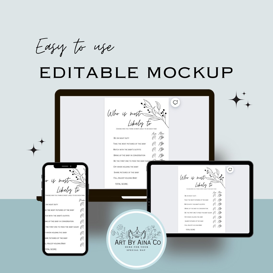 Minimalist Baby Shower "most Likely" Activity Game | Editable Digital ...