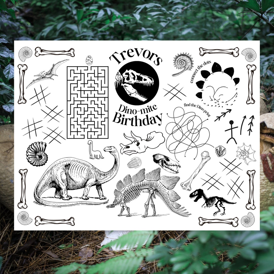 Printable Dino-mite Dinosaur Party Activity Placemat | Kids Coloring ...