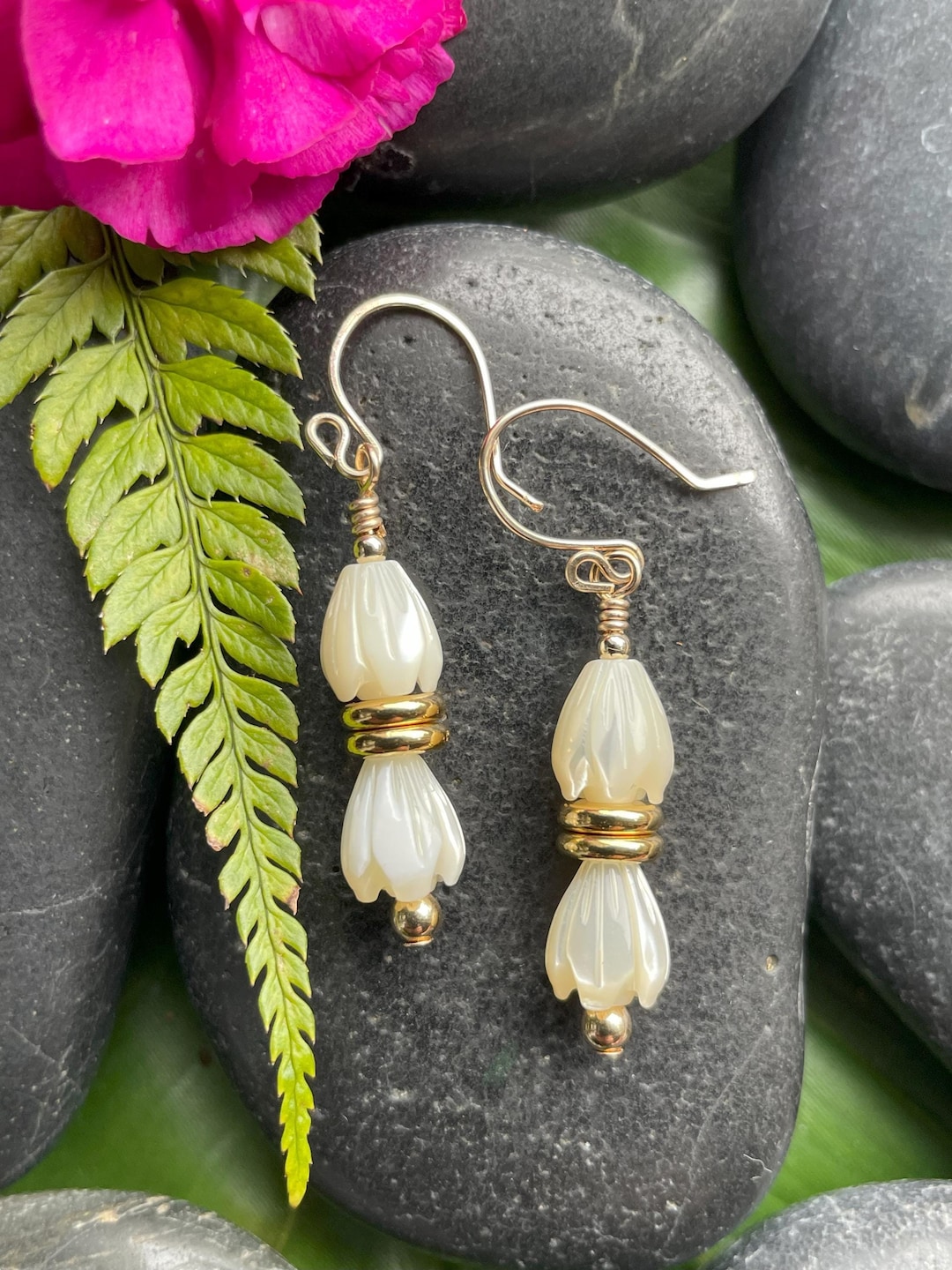 Mother of Pearl Pikake Blossoms With Gold Accents - Etsy