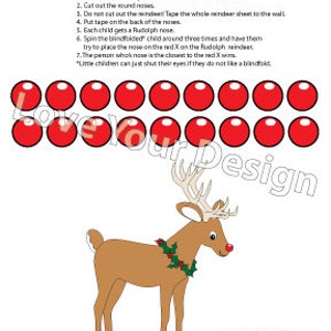 GAME Rudolph Reindeer Pin the Nose on the Deer Game Printable Digital ...
