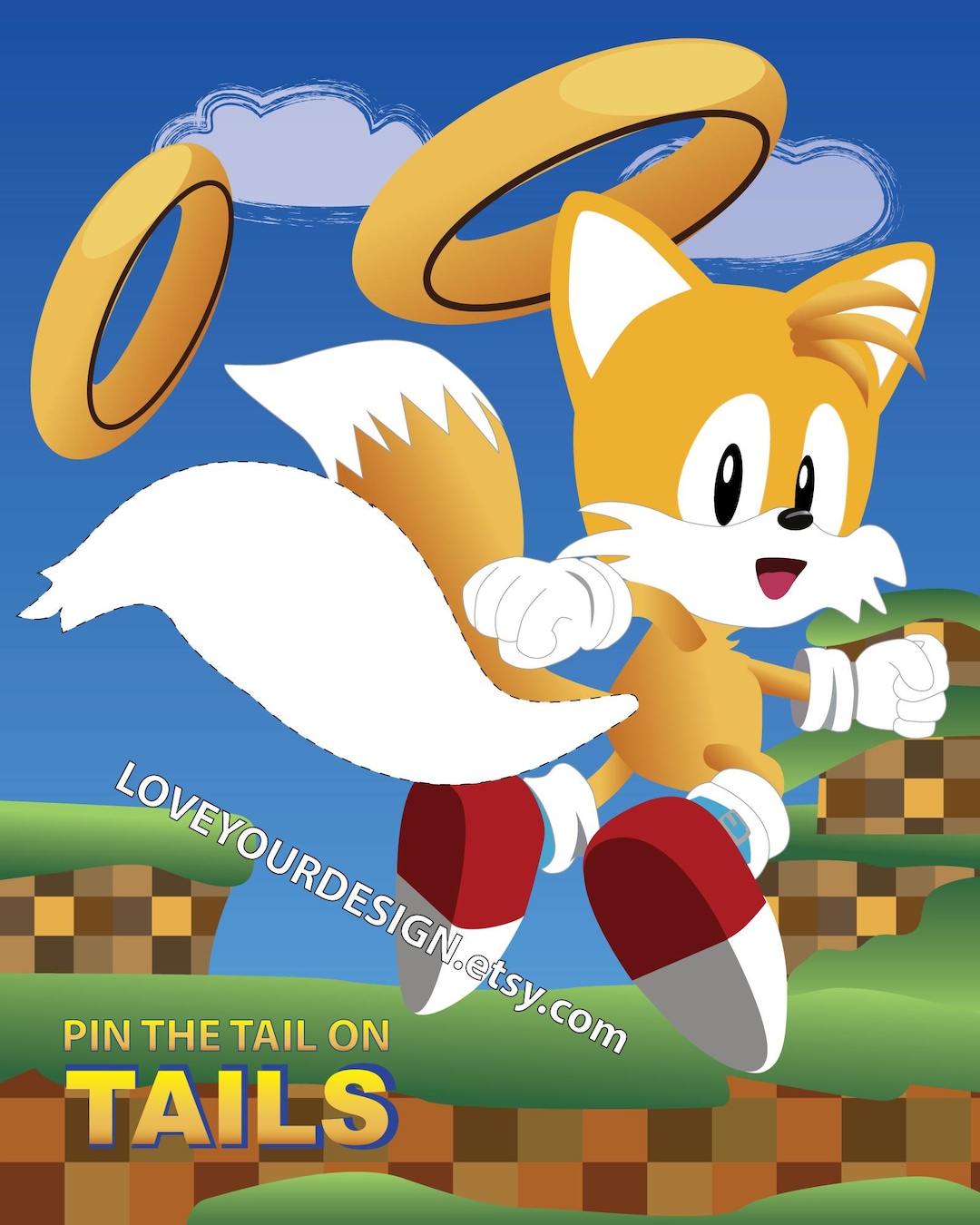 Tails Sonic GAME Pin the Tail Birthday Party Game- INSTANT DOWNLOAD ...