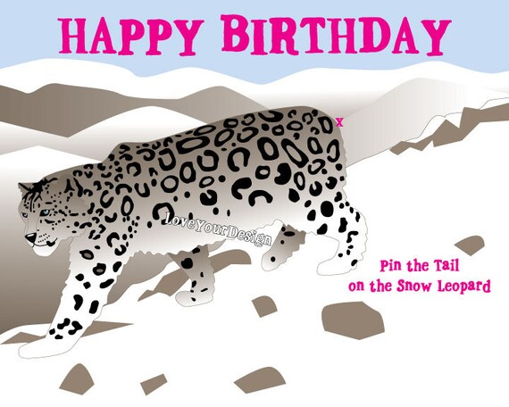 GAME Snow Leopard Pin the Tail on the Leopard Birthday Game | Etsy