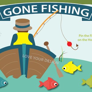 Pin the Fish on the Hook Birthday Party Game- INSTANT DOWNLOAD ...