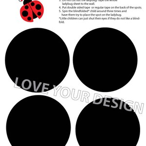 Ladybug Pin the Spots on the Ladybug Birthday Game Instant Download YOU ...