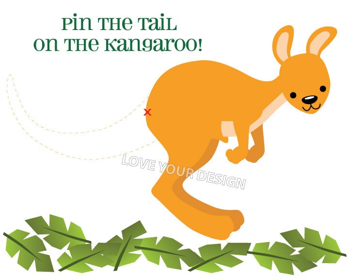Kangaroo Pin the Tail on the Kangaroo Game & FREE Coloring Page Instant ...