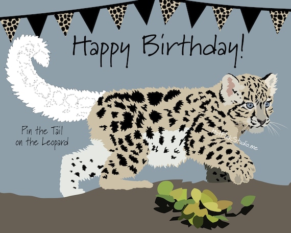 Leopard Pin the Tail on the Snow Leopard Cub Birthday Game - Etsy