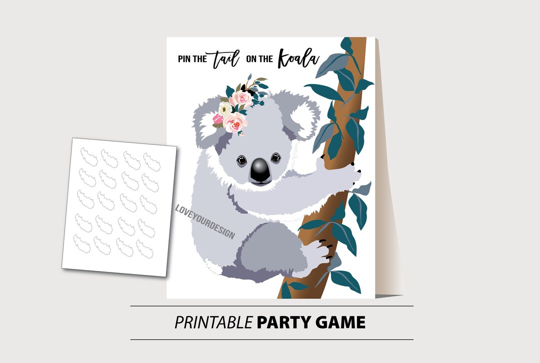Pin the Tail on the Koala Kids Birthday Party Game & Free Koala ...