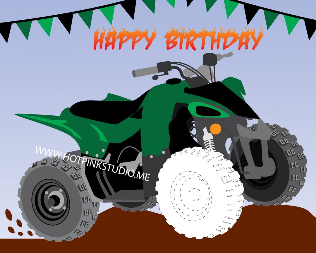 ATV Birthday Party Game: Pin the Tire + Coloring Page (digital Download ...