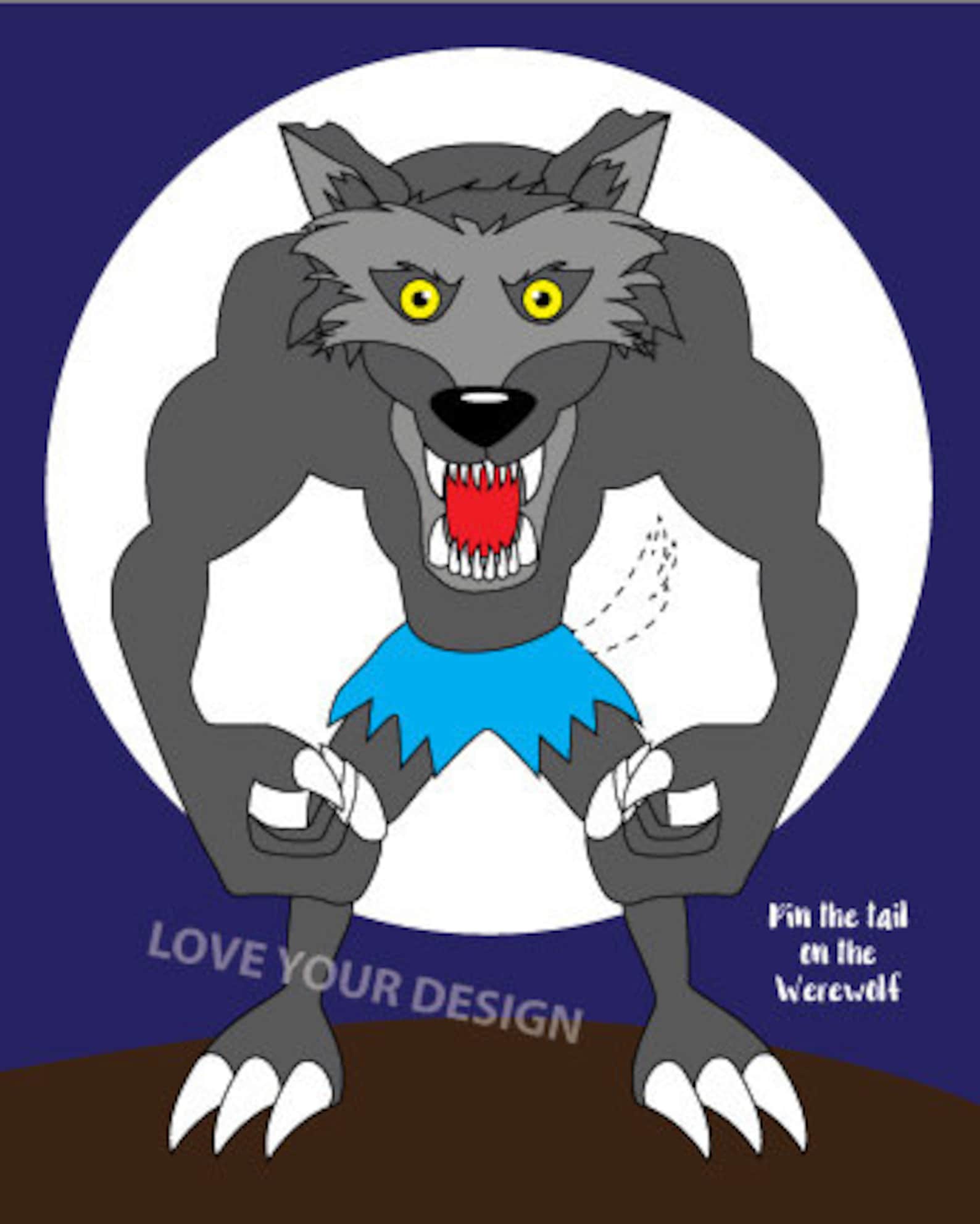 GAME Werewolf Halloween Pin the Tail on the Werewolf Birthday - Etsy