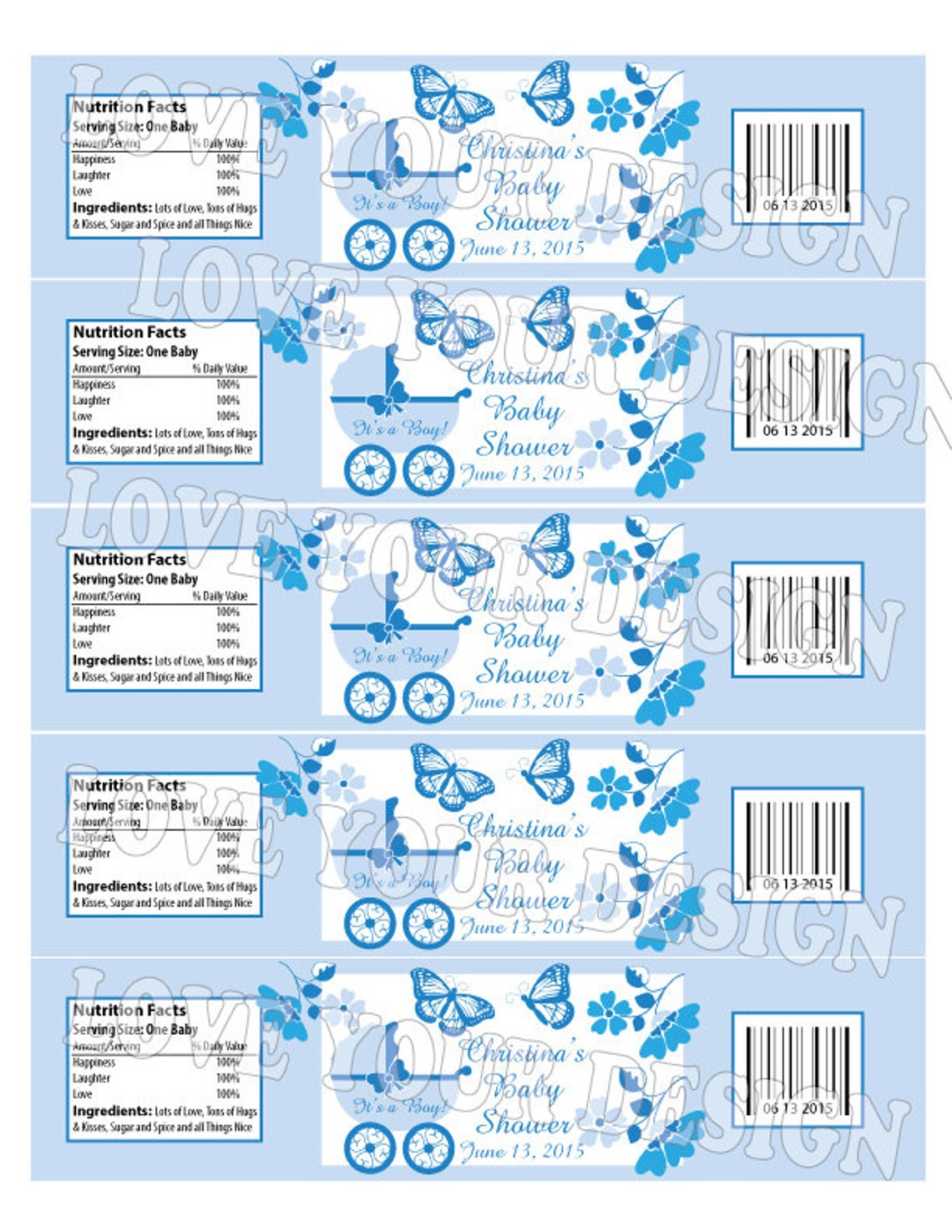 Monarch Butterfly Buggy Water Bottle Labels for Baby Shower | Etsy