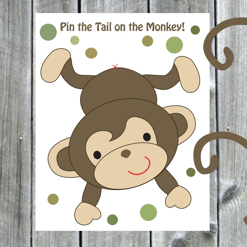 GAME Pin the Tail on the Monkey Birthday Party Game Instant DOWNLOAD ...