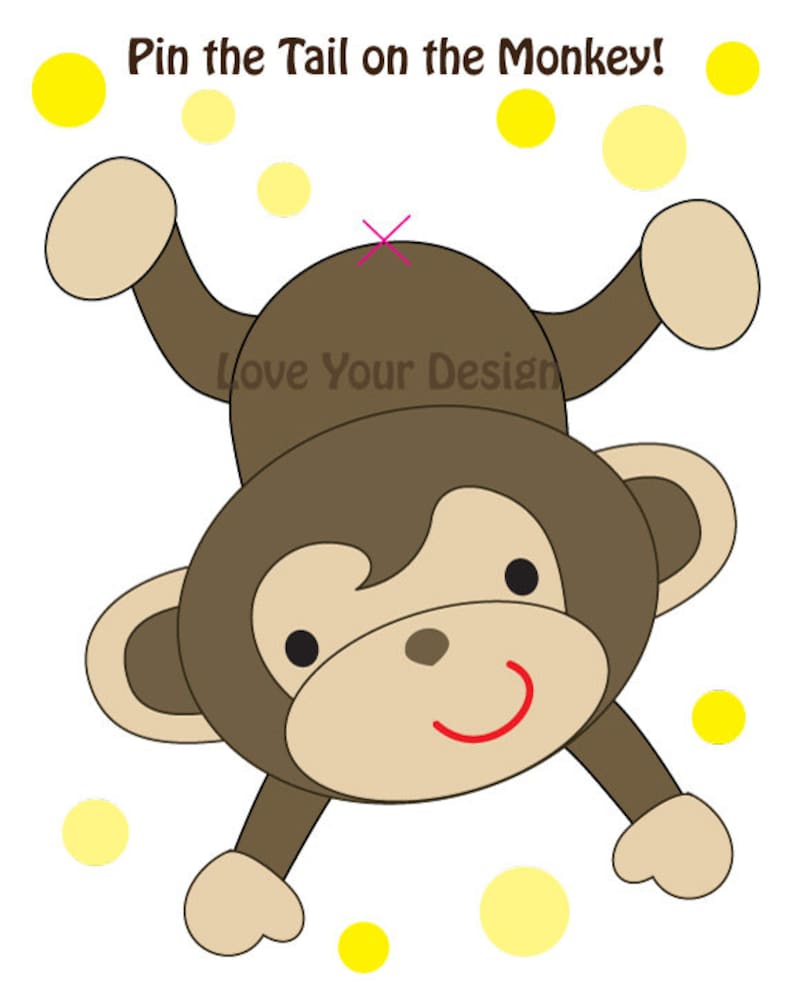GAME Pin the Tail on the Monkey Birthday Party Game Instant DOWNLOAD ...