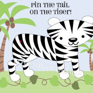 TIGER GAME for Boys- Pin the Tail on the Tiger Birthday Game & Tiger ...