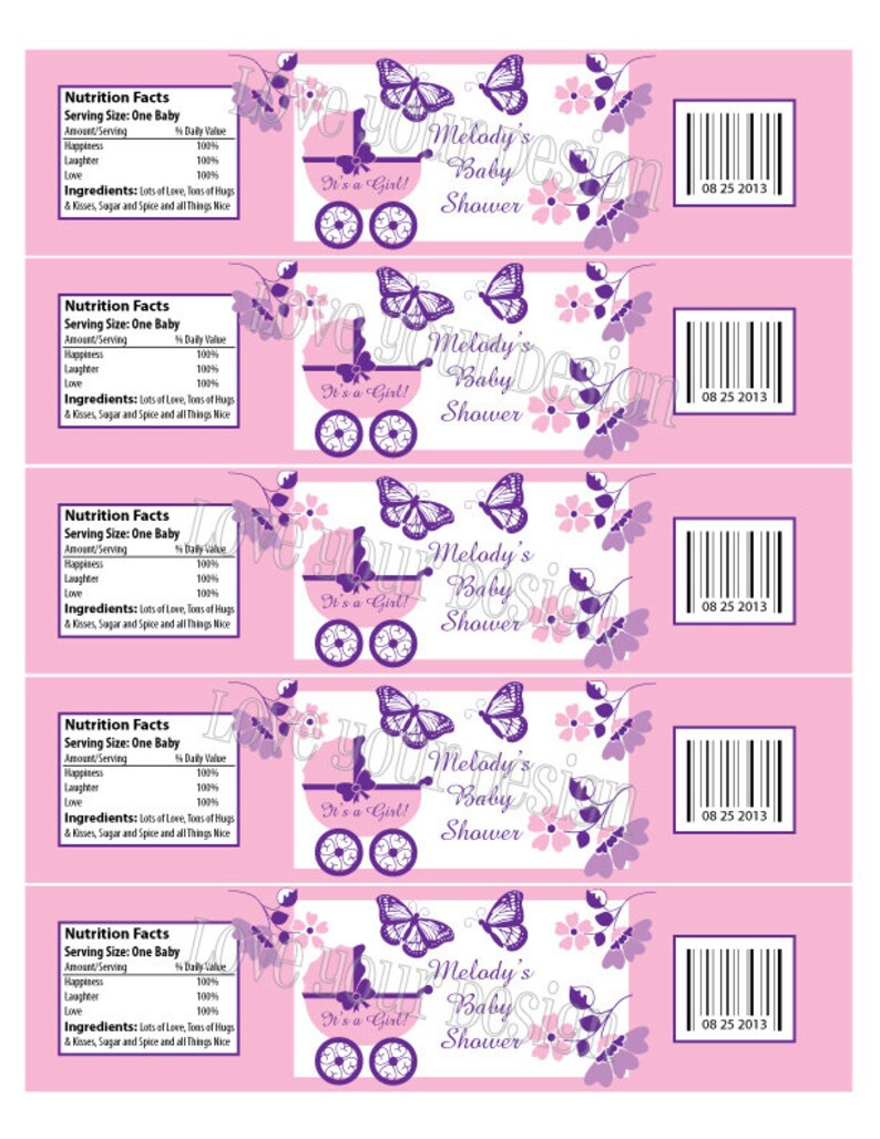 Monarch Butterfly Buggy Water Bottle Labels for Baby Shower | Etsy