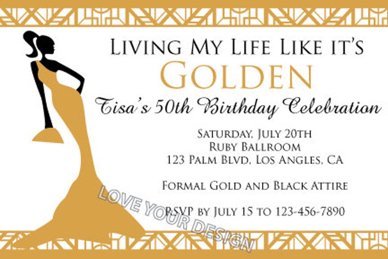 Gold Living My Life Like It's Golden Birthday Invitation - Etsy