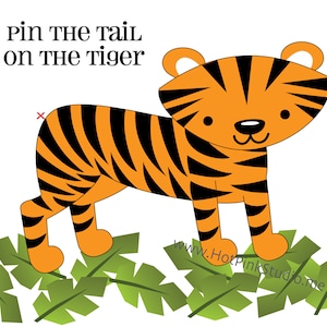 GAME Pin the Tail on the Tiger Birthday Party Game & Free Tiger ...