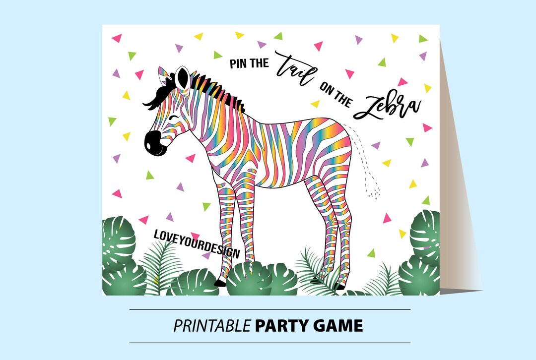 GAME Pin the Tail on the Zebra Party Game INSTANT DOWNLOAD Printable ...