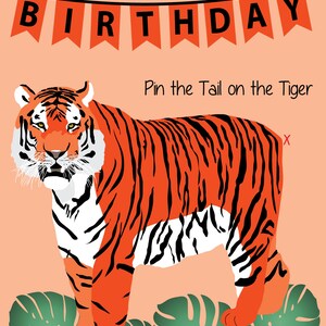 Bengal TIGER GAME Pin the Tail on the Tiger Birthday Game Digital Jpeg ...
