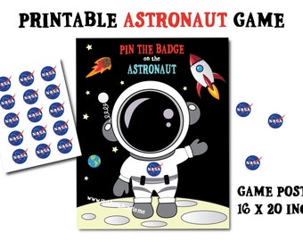 Pin the Mask on the Astronaut Printable Party Game 3 Poster Sizes Space ...