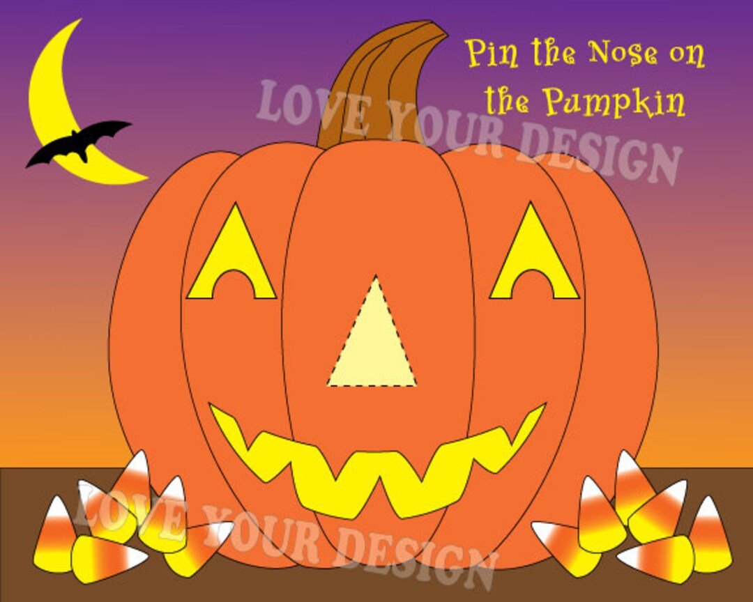Halloween Pin the Nose on the Pumpkin Game INSTANT DOWNLOAD Jack O ...