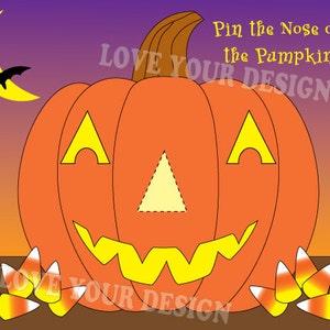 Halloween Pin the Nose on the Pumpkin Game INSTANT DOWNLOAD Jack O ...