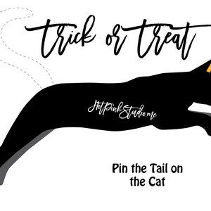 GAME TRICK or TREAT Halloween Pin the Tail on the Black Cat Party or ...