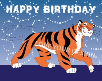 Digital Tiger Party Game Printable, Pin the Tail on the Tiger, Custom ...