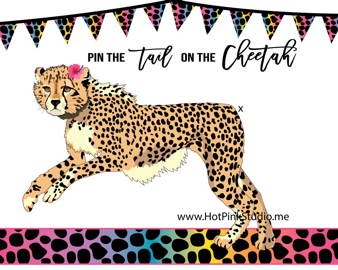 Cheetah Pin the Tail Birthday Game: Rainbow Theme (digital Download) - Etsy