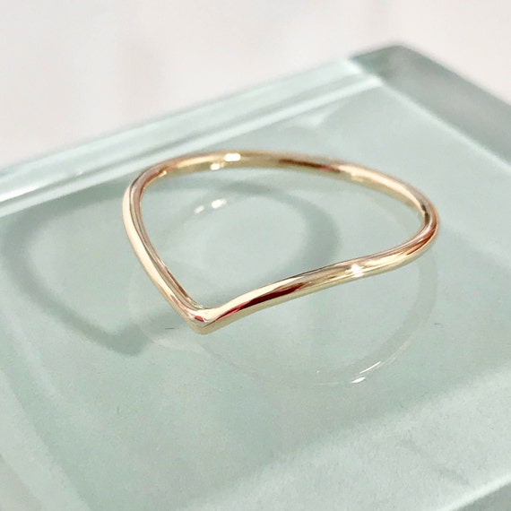 14k v ring 14k yellow gold v ring 14k wave ring 14k thumb