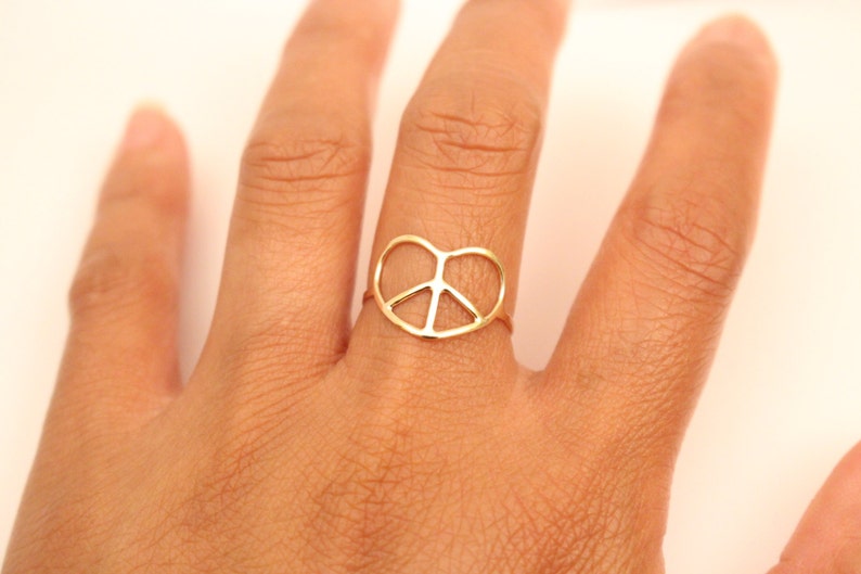 14k Peace Sign Ring 14k Peace Ring 14k Thumb Ring 14k Peace | Etsy