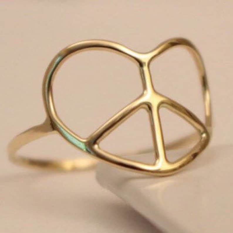 14k Peace Sign Ring 14k Peace Ring 14k Thumb Ring 14k Peace | Etsy
