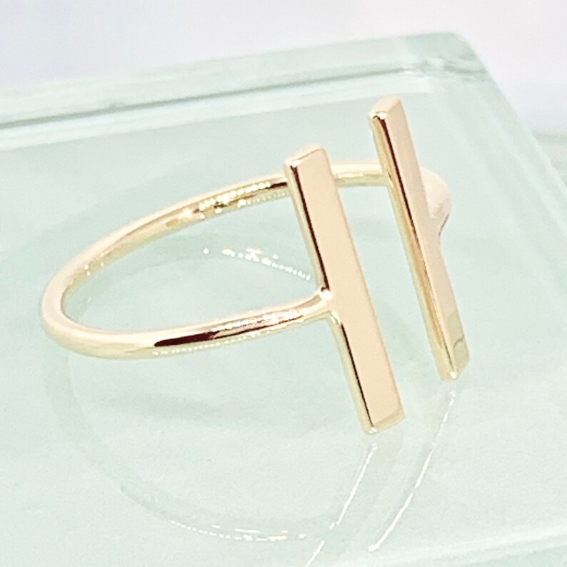 Parallel ring 10k parallel ring10k gold parallel ring10k | Etsy