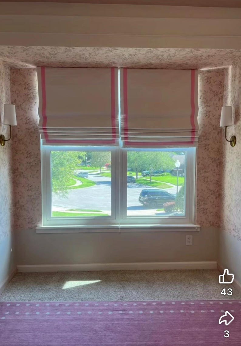 Custom Ribbon Trim Roman Shades, White, Classic Window Curtains, Can Be ...