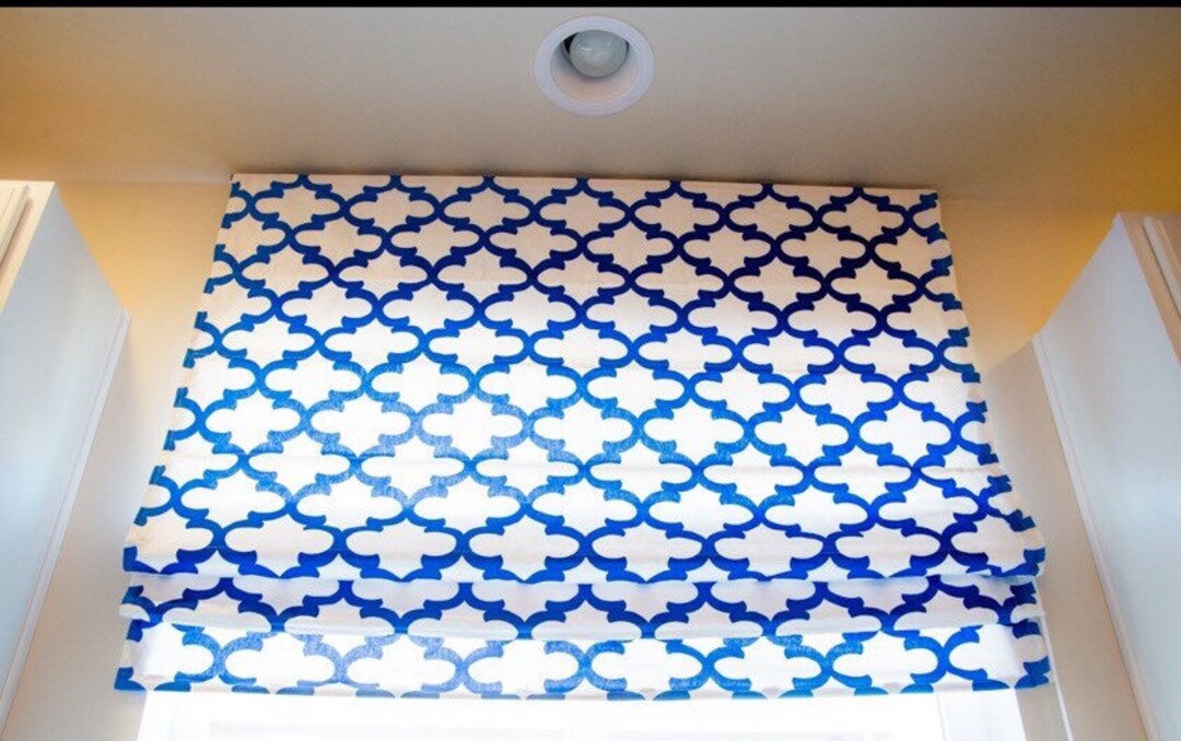 Blue Roman Shade, Fabric Blinds, Custom Flat Roman Shades in Any Color ...