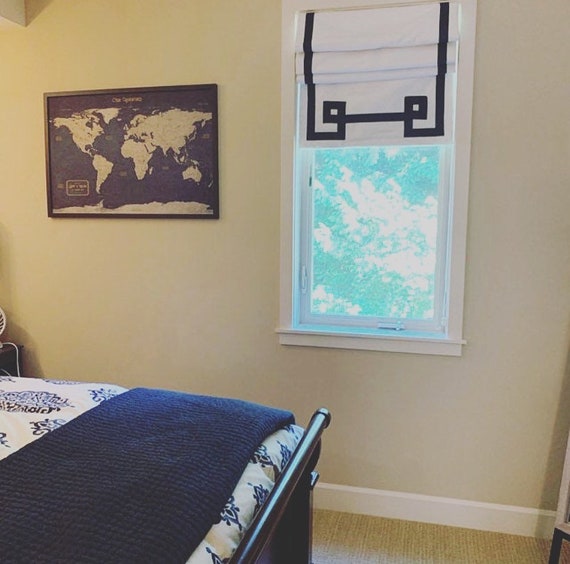 Greek Key Roman Shade Custom Roman Shade Window Treatments | Etsy