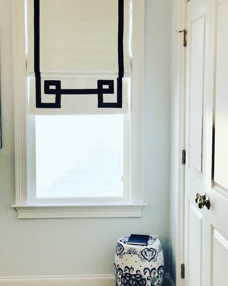 Greek Key Roman Shade, Custom Roman Shade, Window Treatments Classic ...