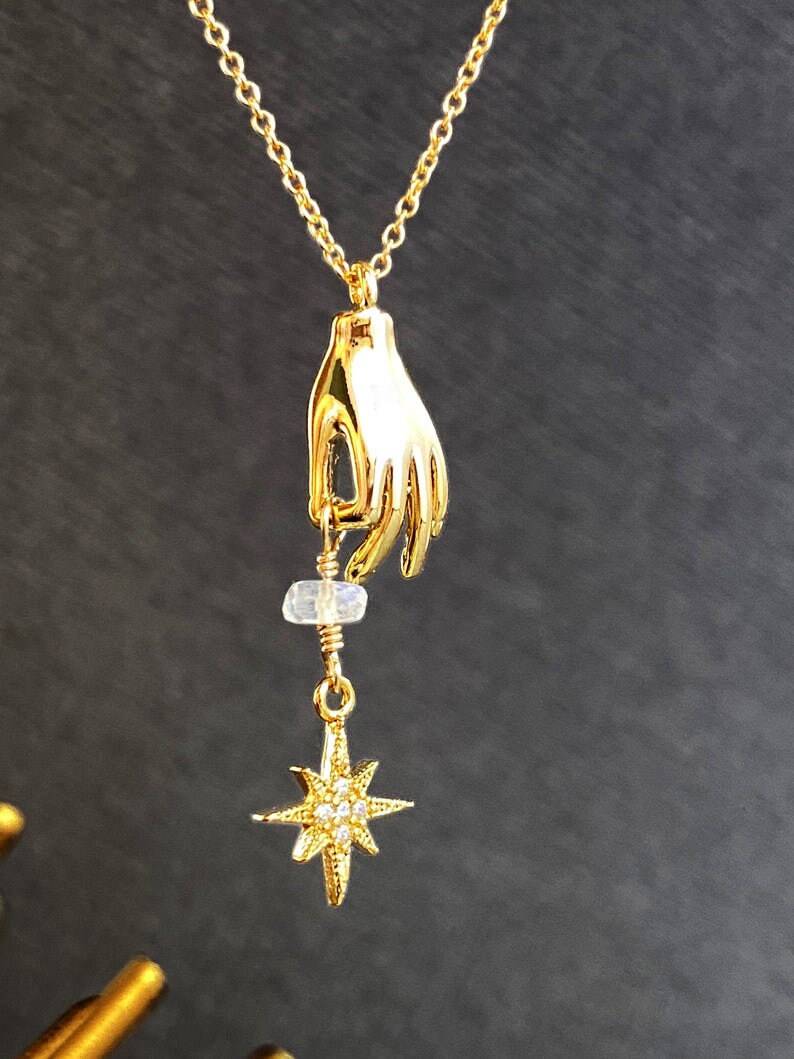 Gold Mudra Hand Necklace Gyan Mudra Hand Necklace Dainty | Etsy