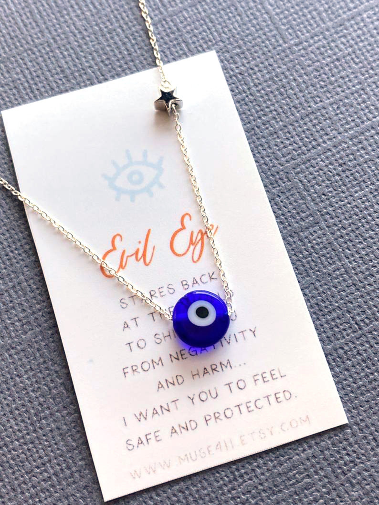 Minimalist Evil Eye Necklace Blue Evil Eye Mini Evil Eye | Etsy