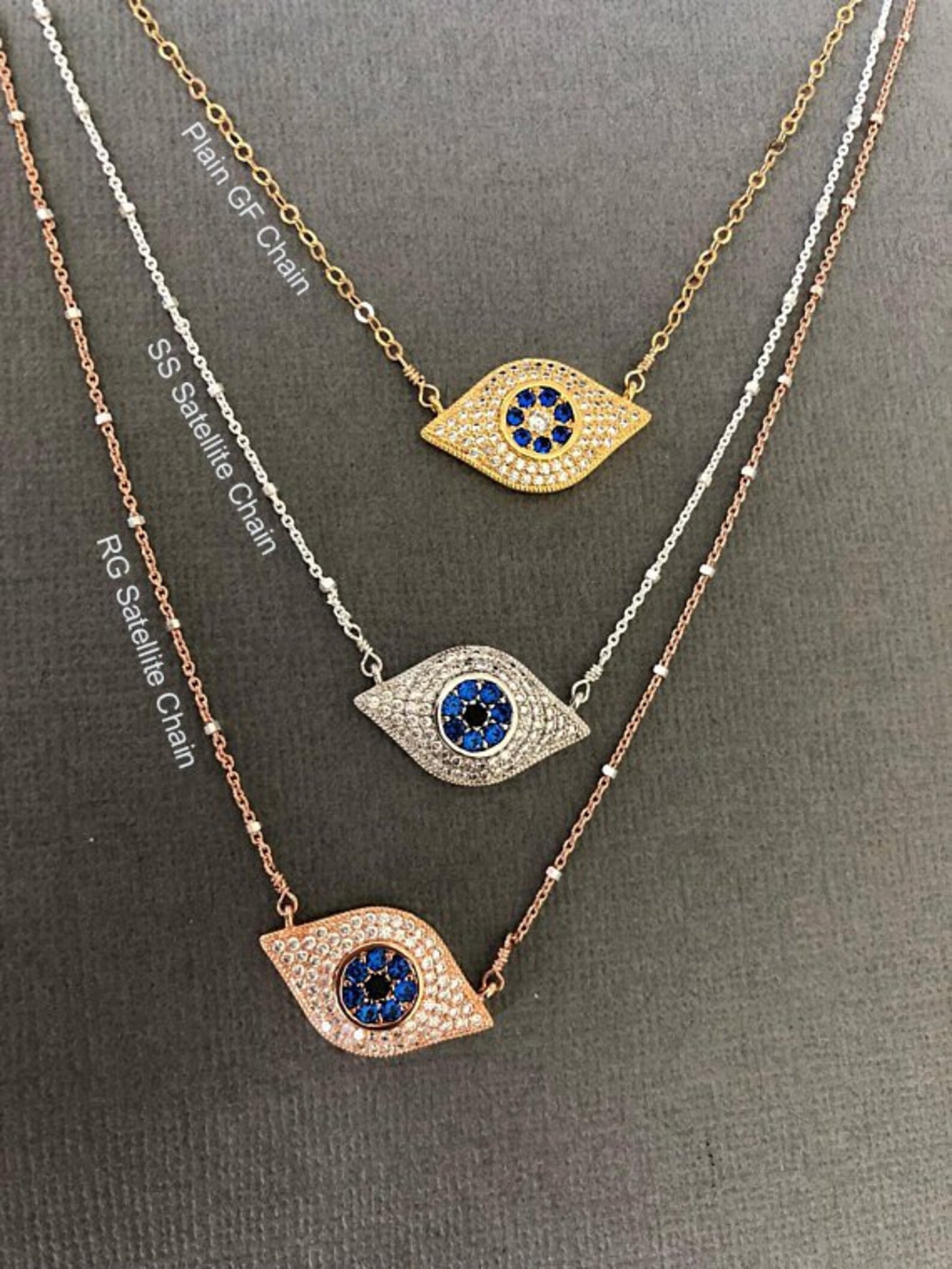 Large Evil Eye Necklace Gold Evil Eye Necklace Protection | Etsy