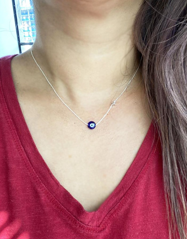 Minimalist Evil eye Necklace Blue evil eye mini Evil eye | Etsy