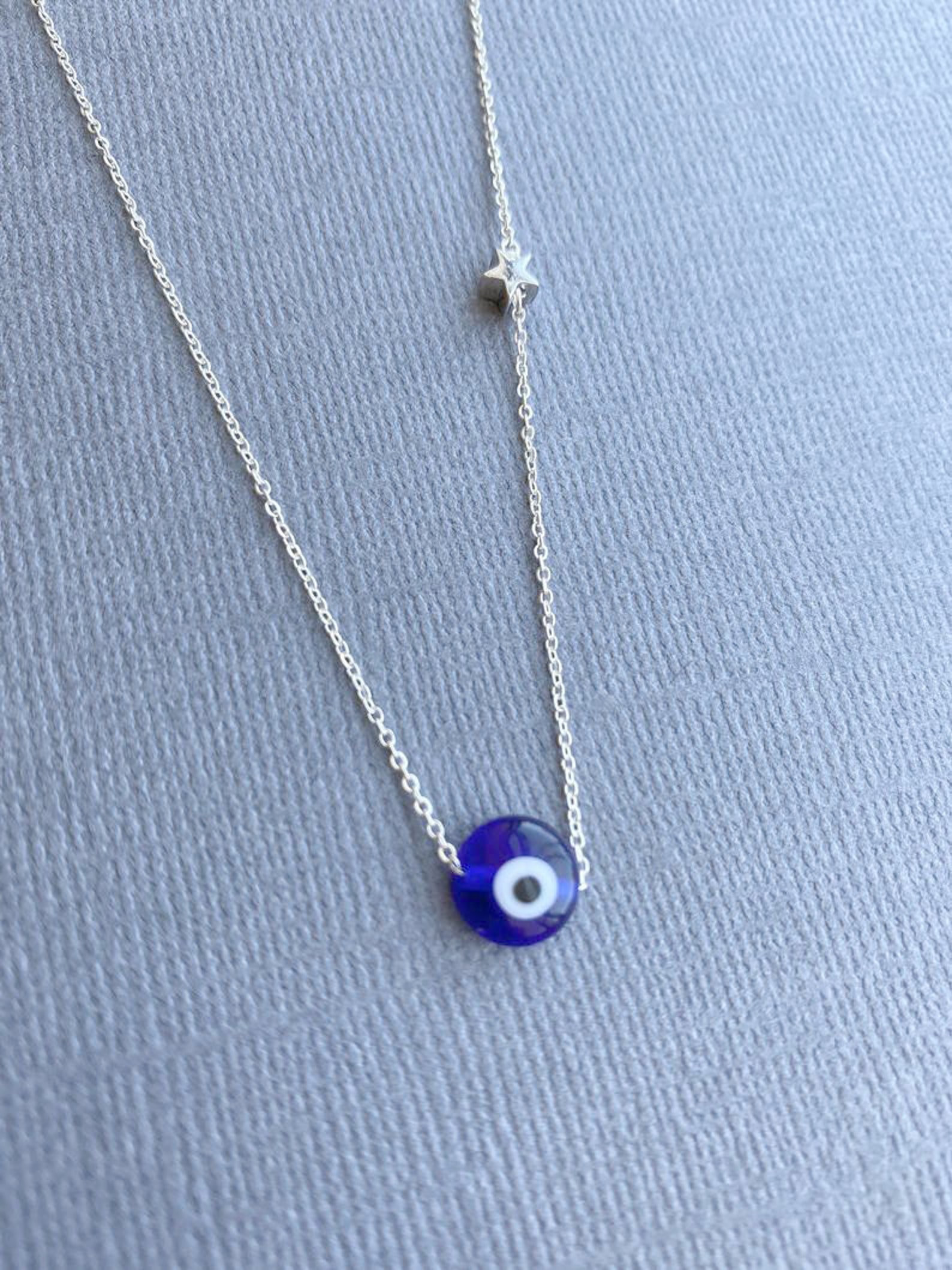 Minimalist Evil Eye Necklace Blue Evil Eye Mini Evil Eye | Etsy