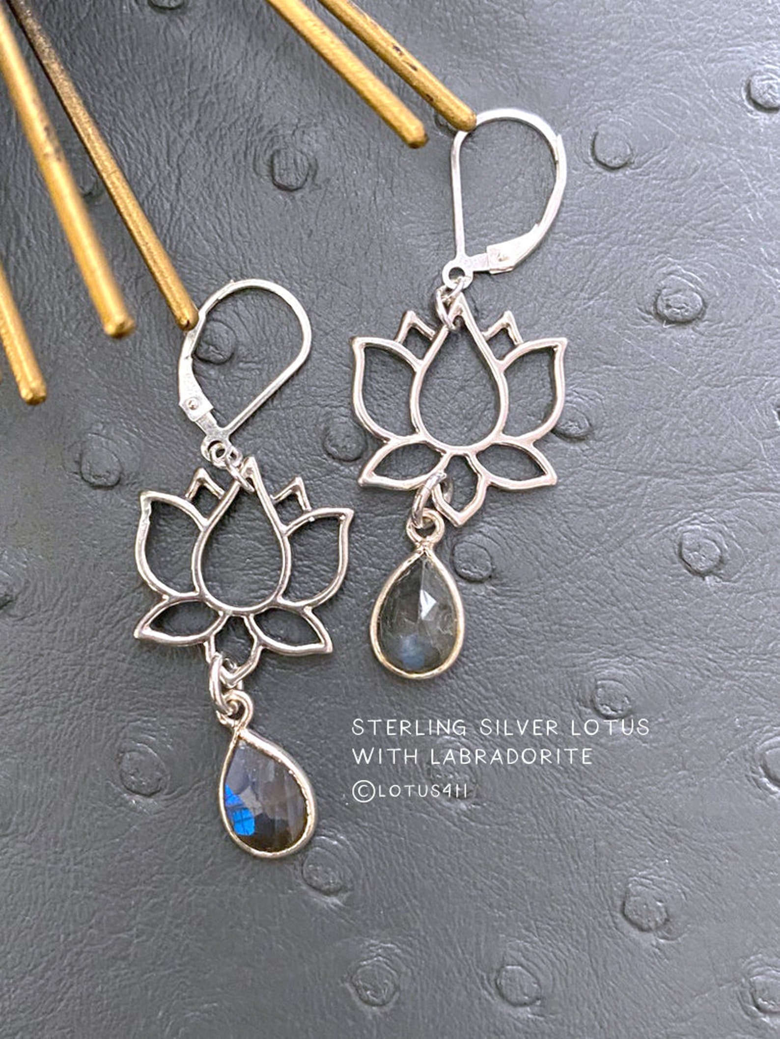 Lotus Flower Earrings Gold Lotus Earrings Lotus Jewelry | Etsy