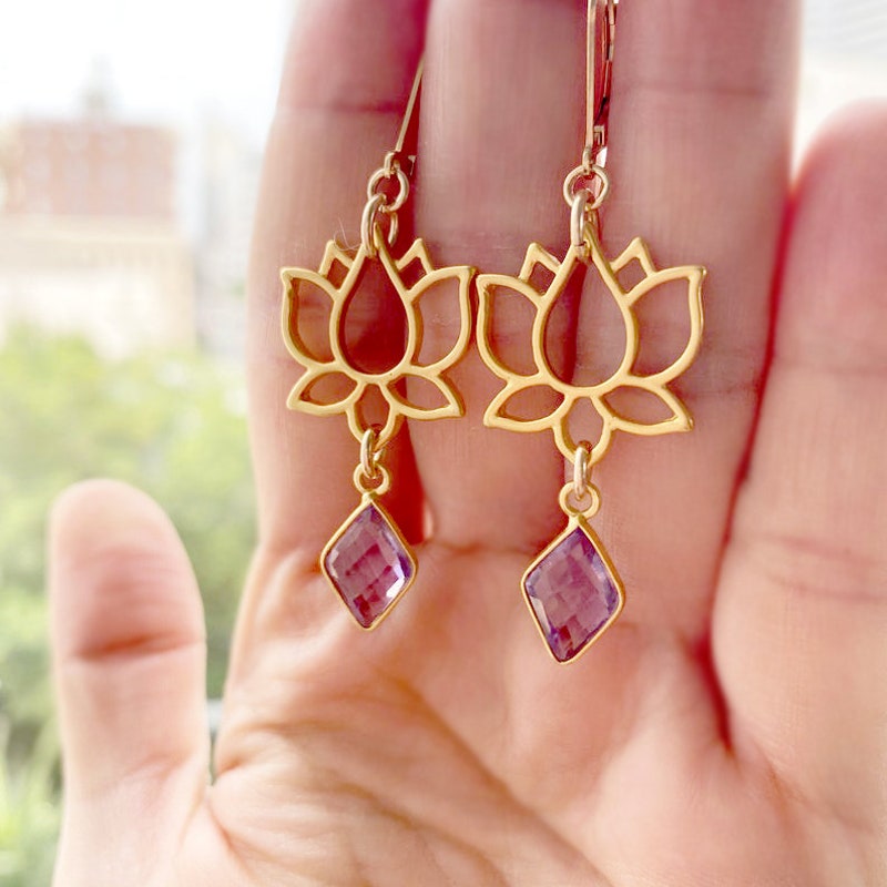 Lotus Earrings - Etsy